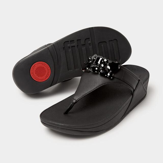 FitFlop Lulu jewel-deluxe leather toe-post sandals